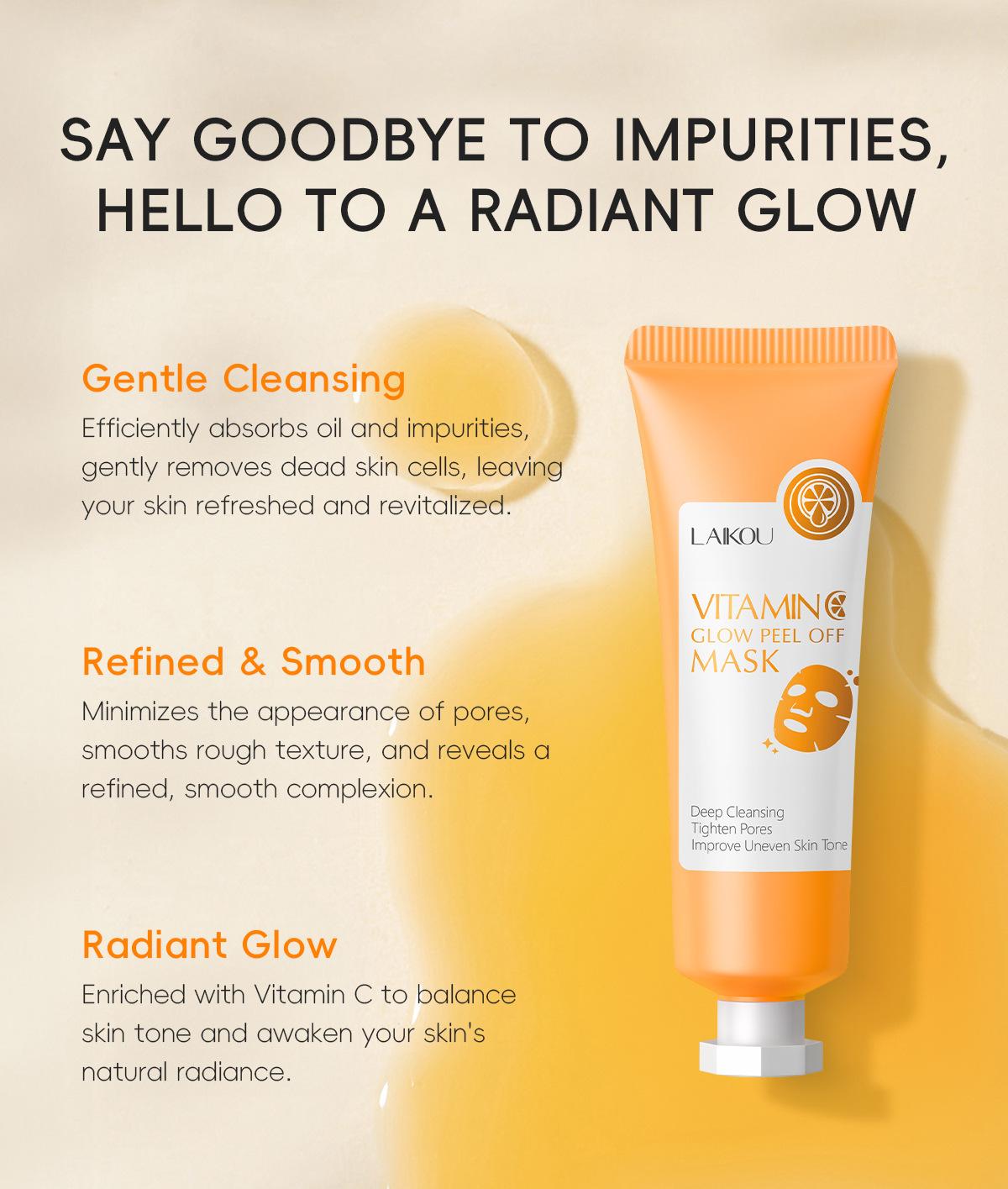 Vitamin C Peel-Off Mask Gentle Pore Cleansing, Evens Skin Tone ...
