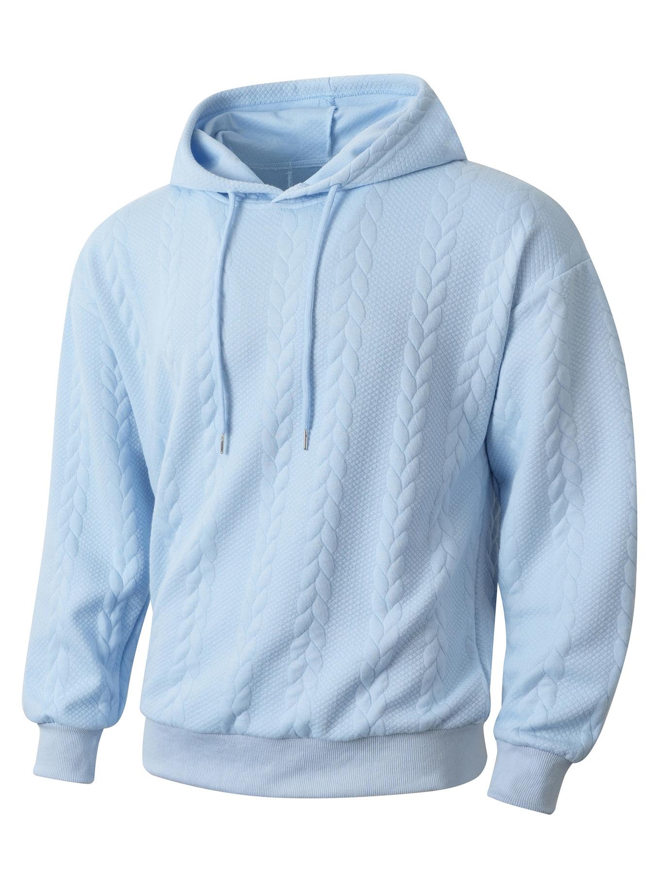 Men's Fall Winter Outfits Knitted Hoodie with Drawstring Design for ...