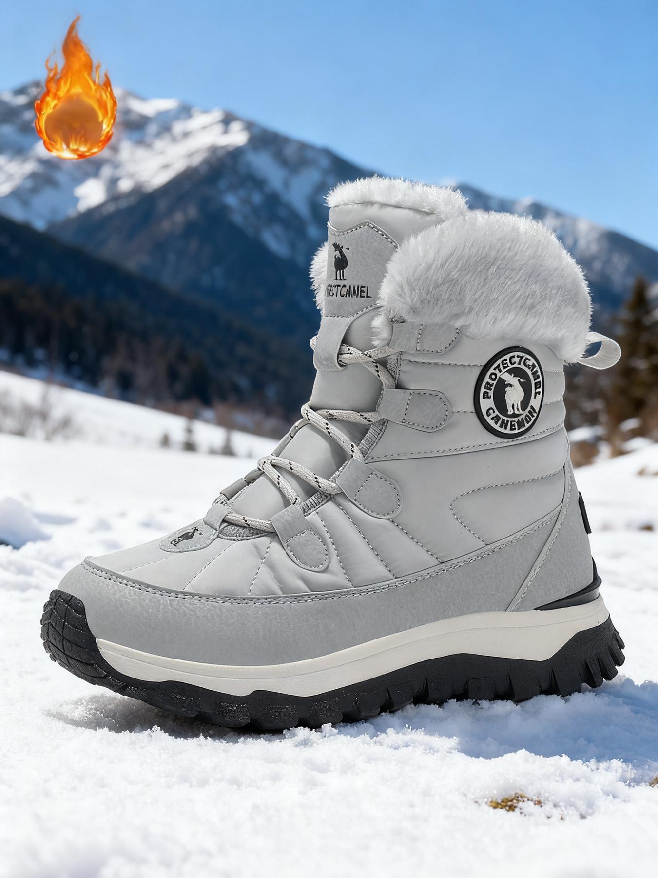 Fuzzy Collar Women's Light Gray Snow Boots - Warm & Cozy - TikTok Shop