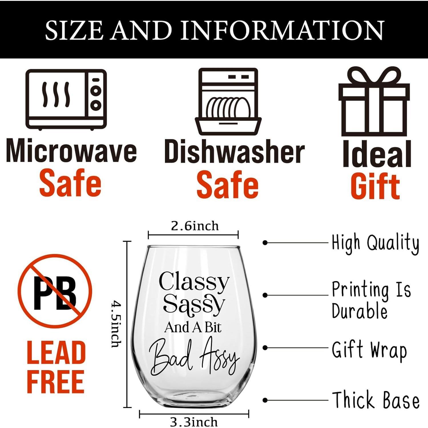 Classy Sassy and a Bit Bad Assy Stemless Glass Gifts,Stemless Glass for ...