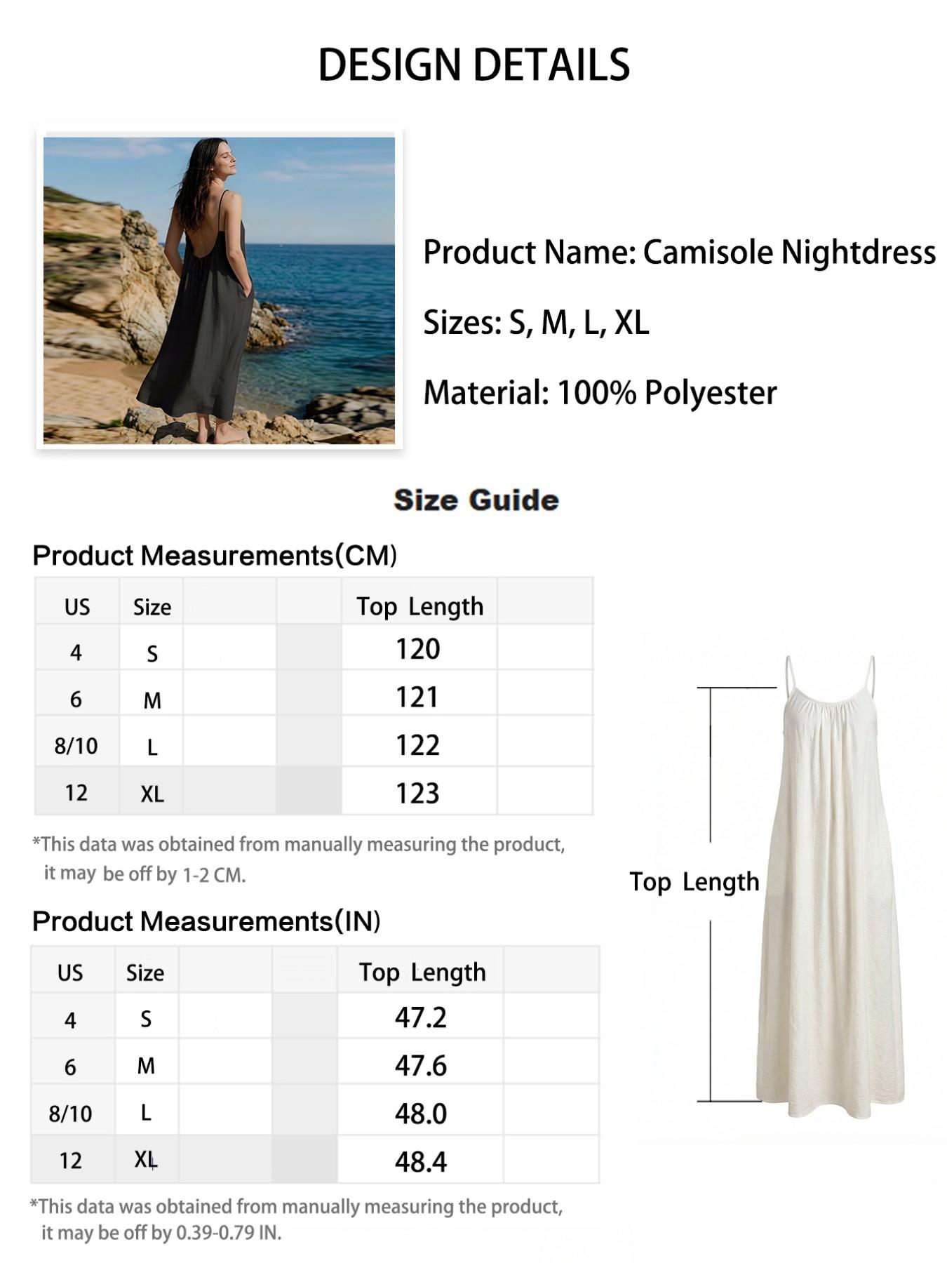 Summer Women's Long Nightdress, Elegant Loose-Fitting Plain Design ...