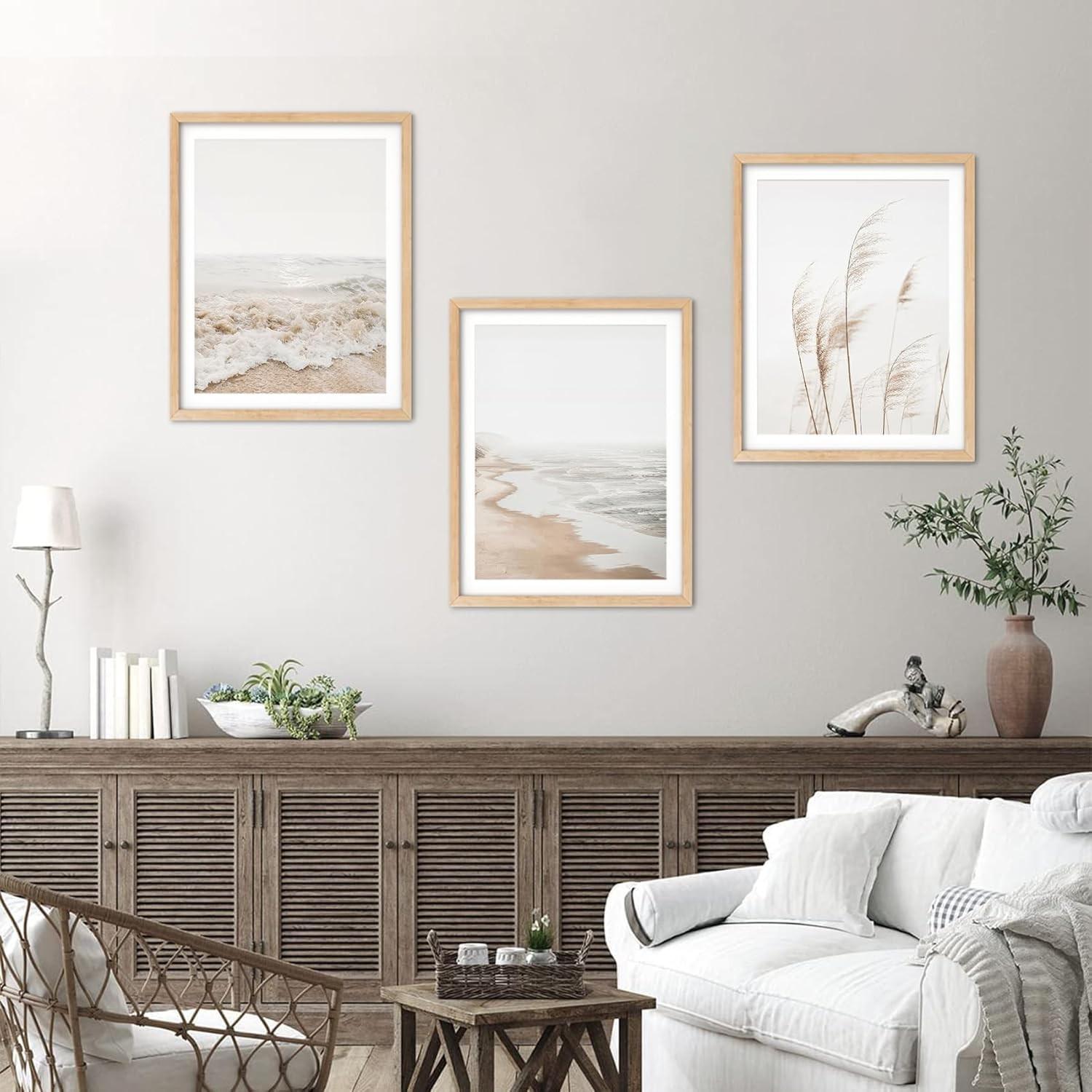 Boho Neutral Beach Coastal Pampas Grass Ocean Landscape Minimalist Wall ...