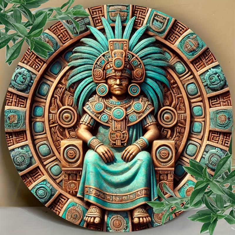 Aztec Maya Civilization Design Round Wall Art, Creative Wall Decor ...