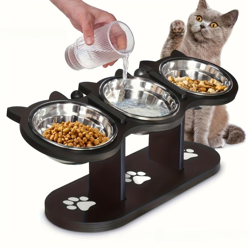 3 Stainless Steel Elevated Cat Food Bowl Stands, Adjustable Height, 15 ...