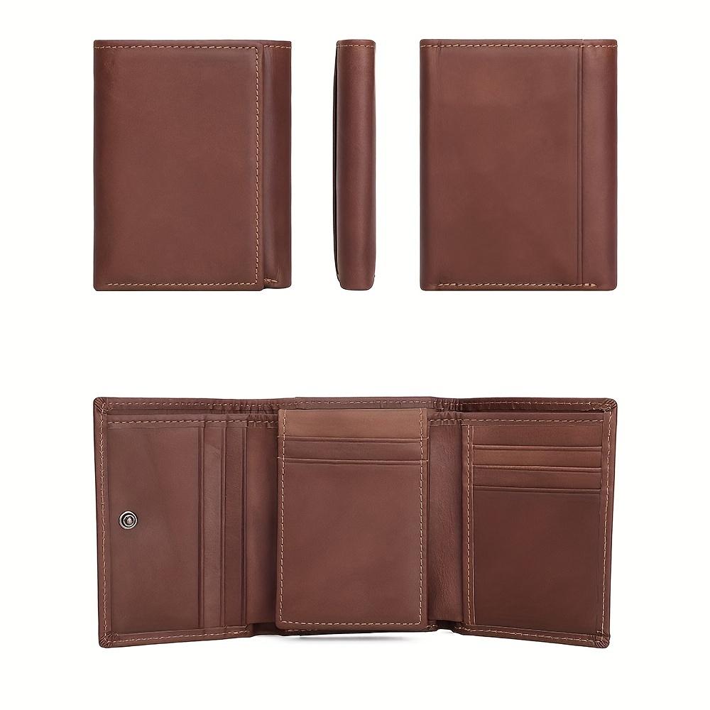 Genuine leather wallet men's RFID anti-theft brush multi-card space ...