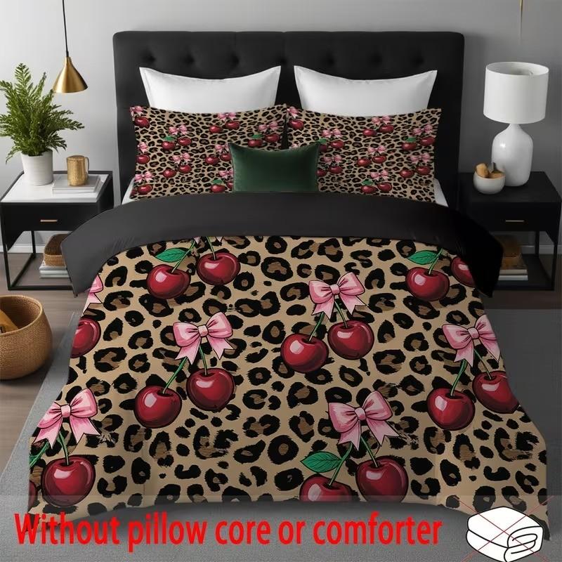Tiger Print Duvet Leopard Decorative Bedding Set with Bow Design, Soft ...