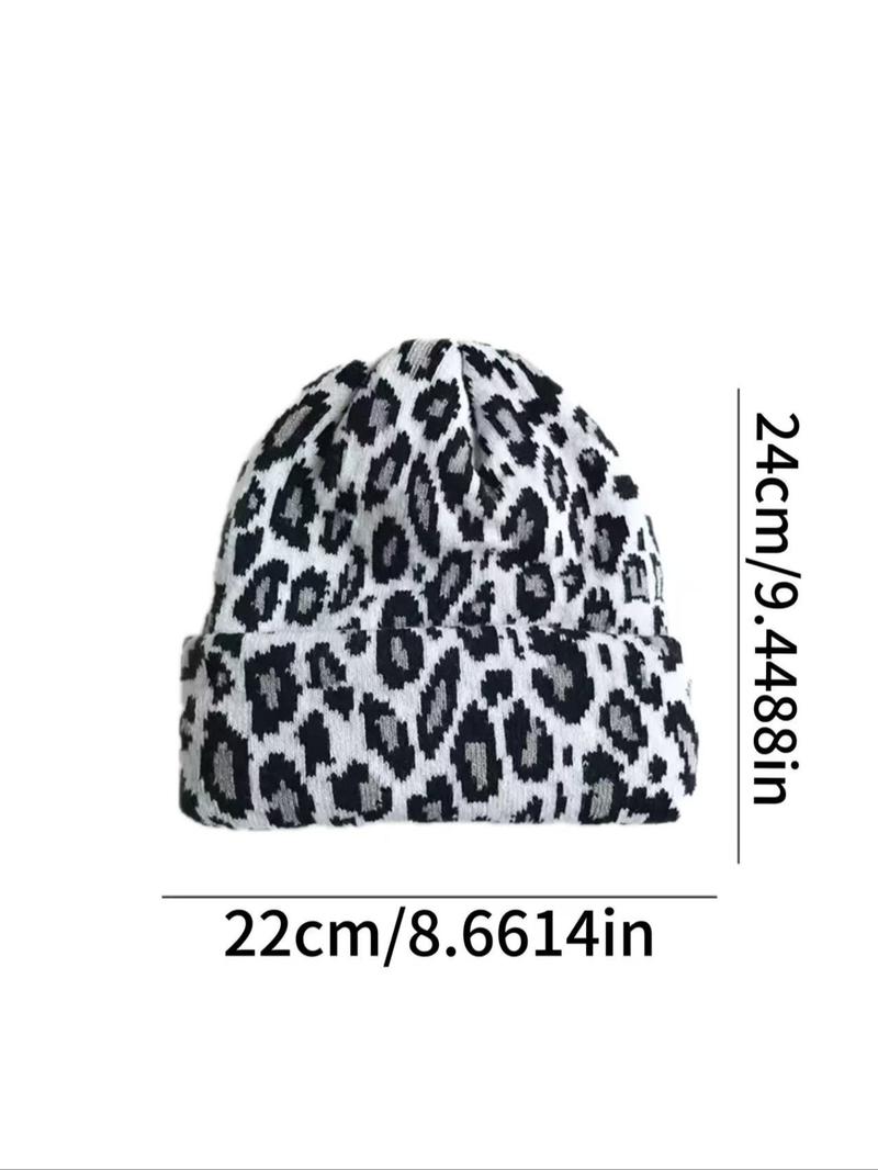 Boho Leopard Print Knit Beanie Hat - Warm & Stylish - TikTok Shop