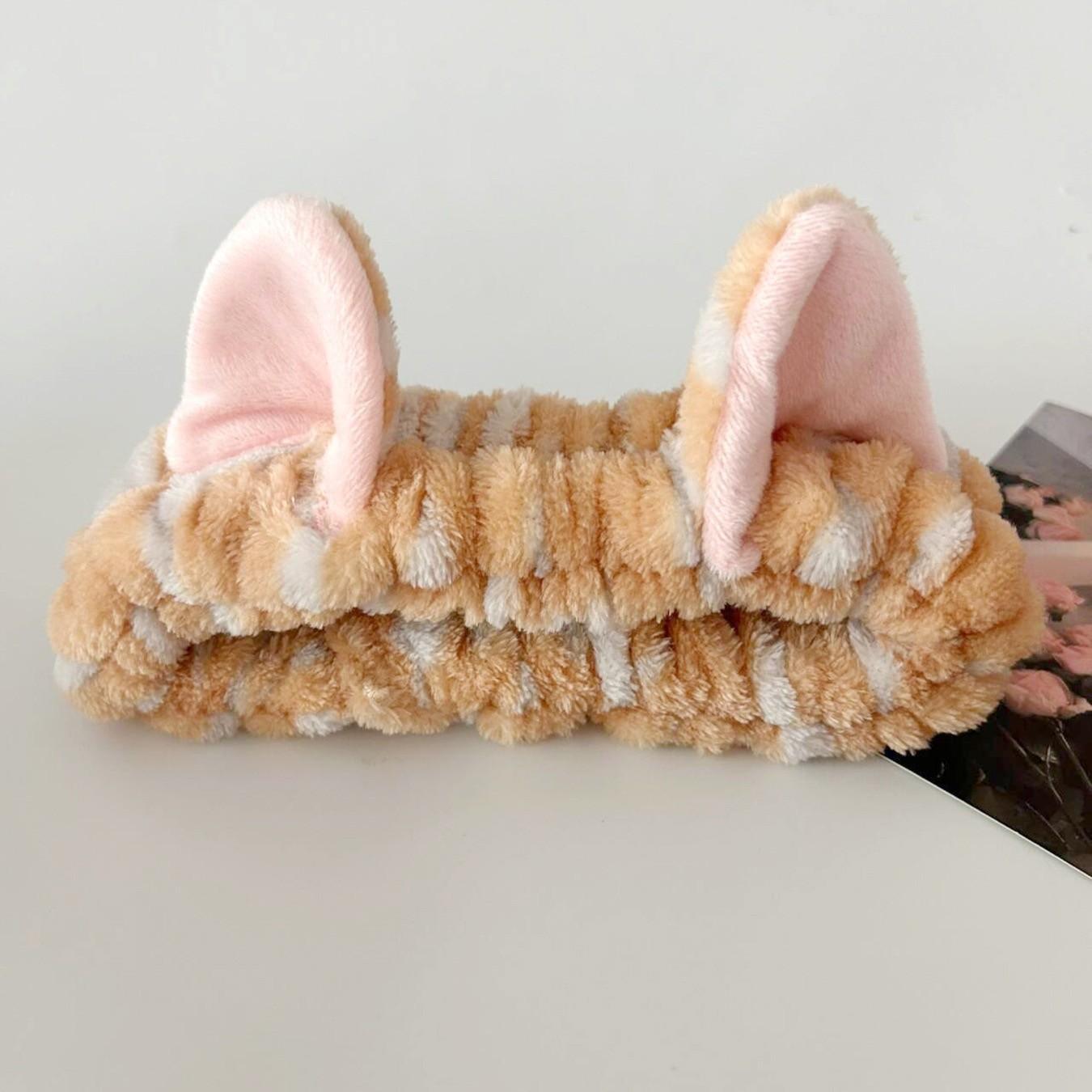 Plush Striped Face Washing Set, Soft Coral Fleece Makeup Hairband ...