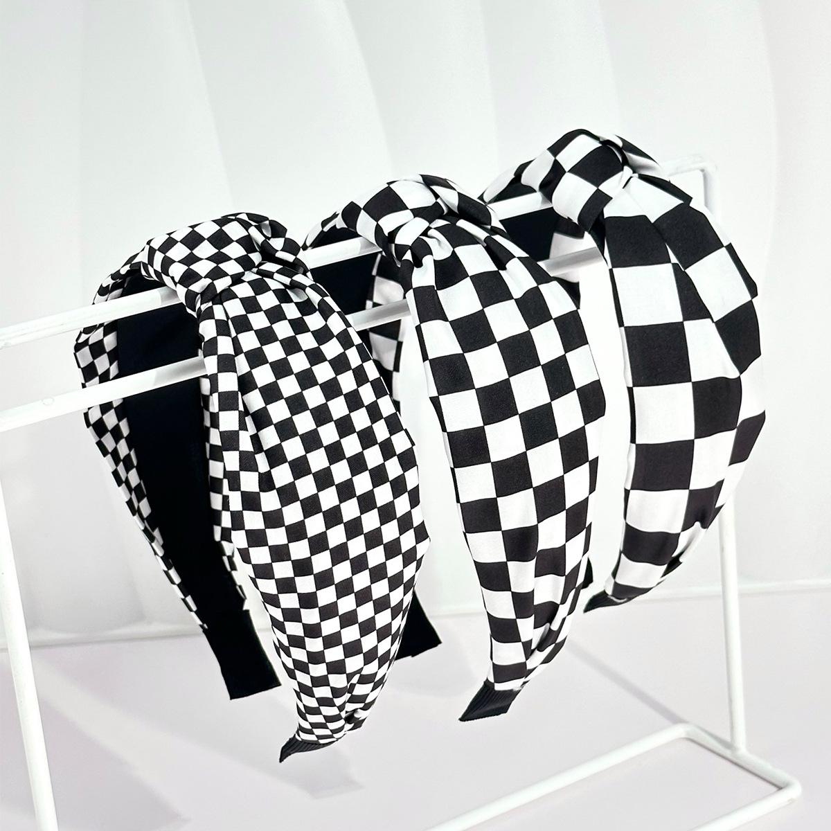 Women's Minimalist Black & White Plaid Sports Headband - Versatile Hair ...