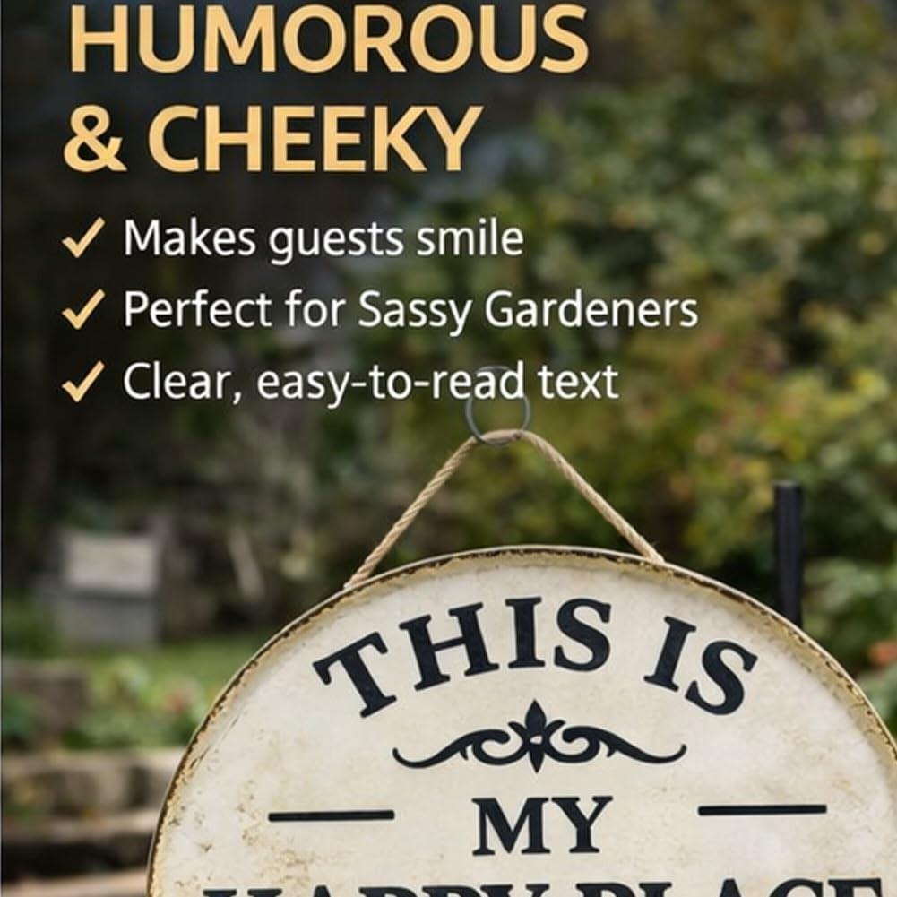 Funny Garden Metal Sign, Happy Place – Vintage Statement Metal Sign ...