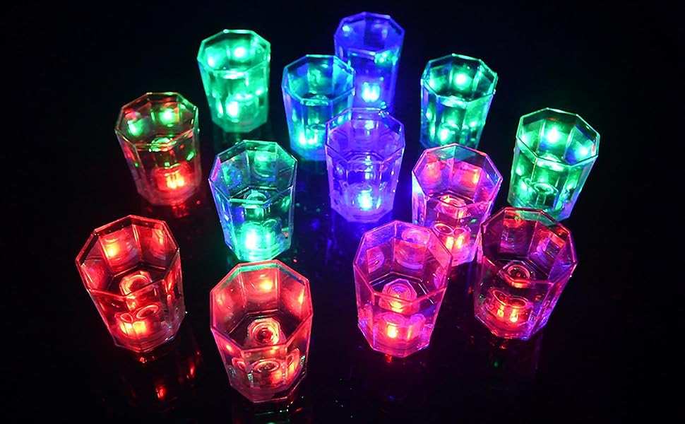 24 Pack LED Light Up Shot Glasses - Glow in the Dark Reusable Plastic ...