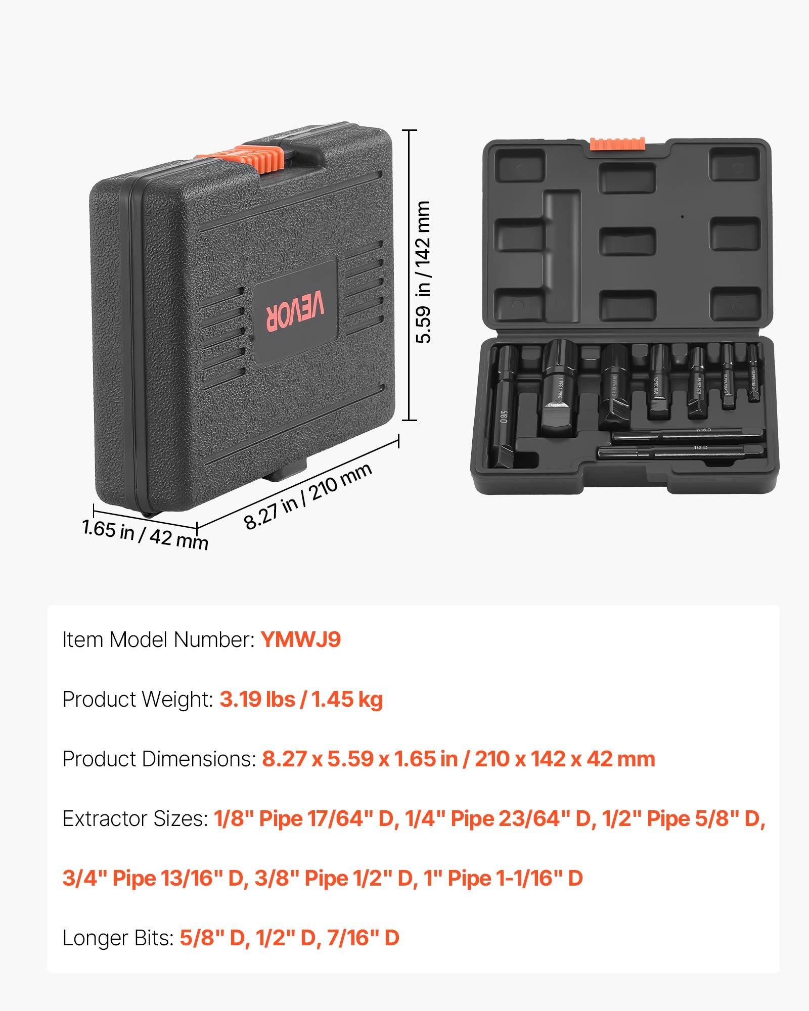 VEVOR Pipe Extractor Set, 9 Pieces Heavy Duty Steel Broken Pipe ...