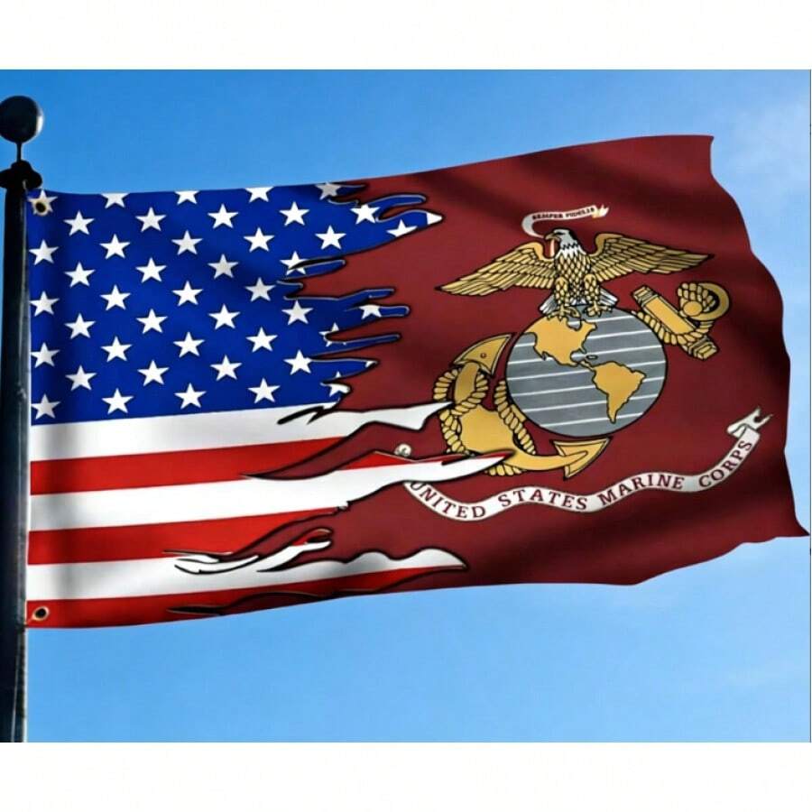United States Marine American Flag, USMC Eagle Globe & Anchor Patriotic ...