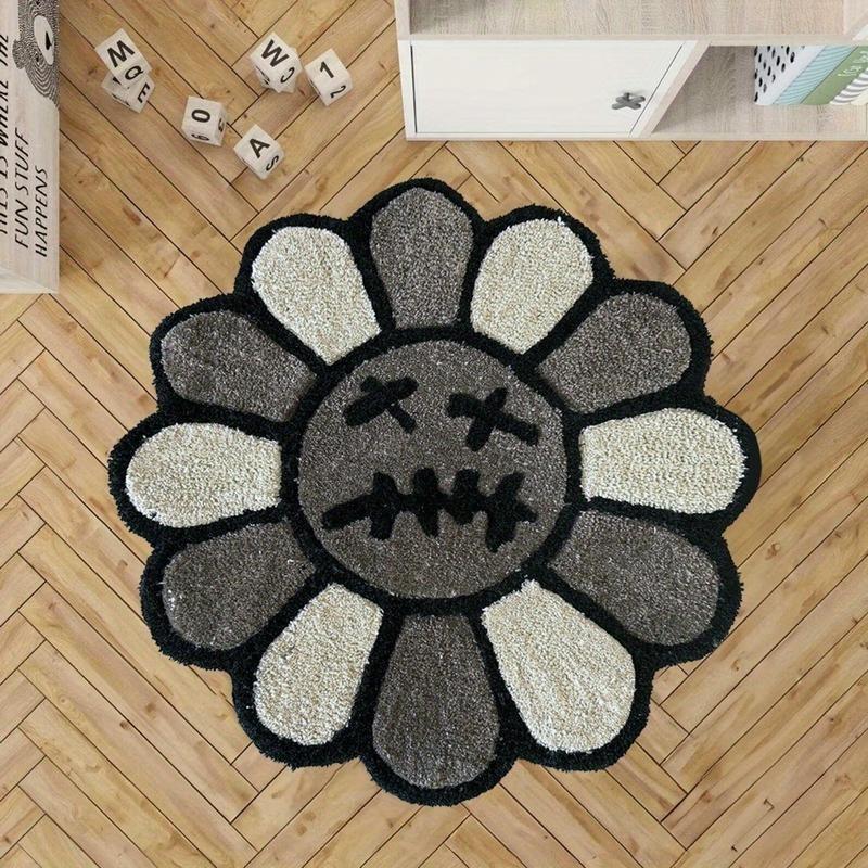 Creative Evil Flower Pattern Bedroom Rug, Floral Area Rug, Soft ...