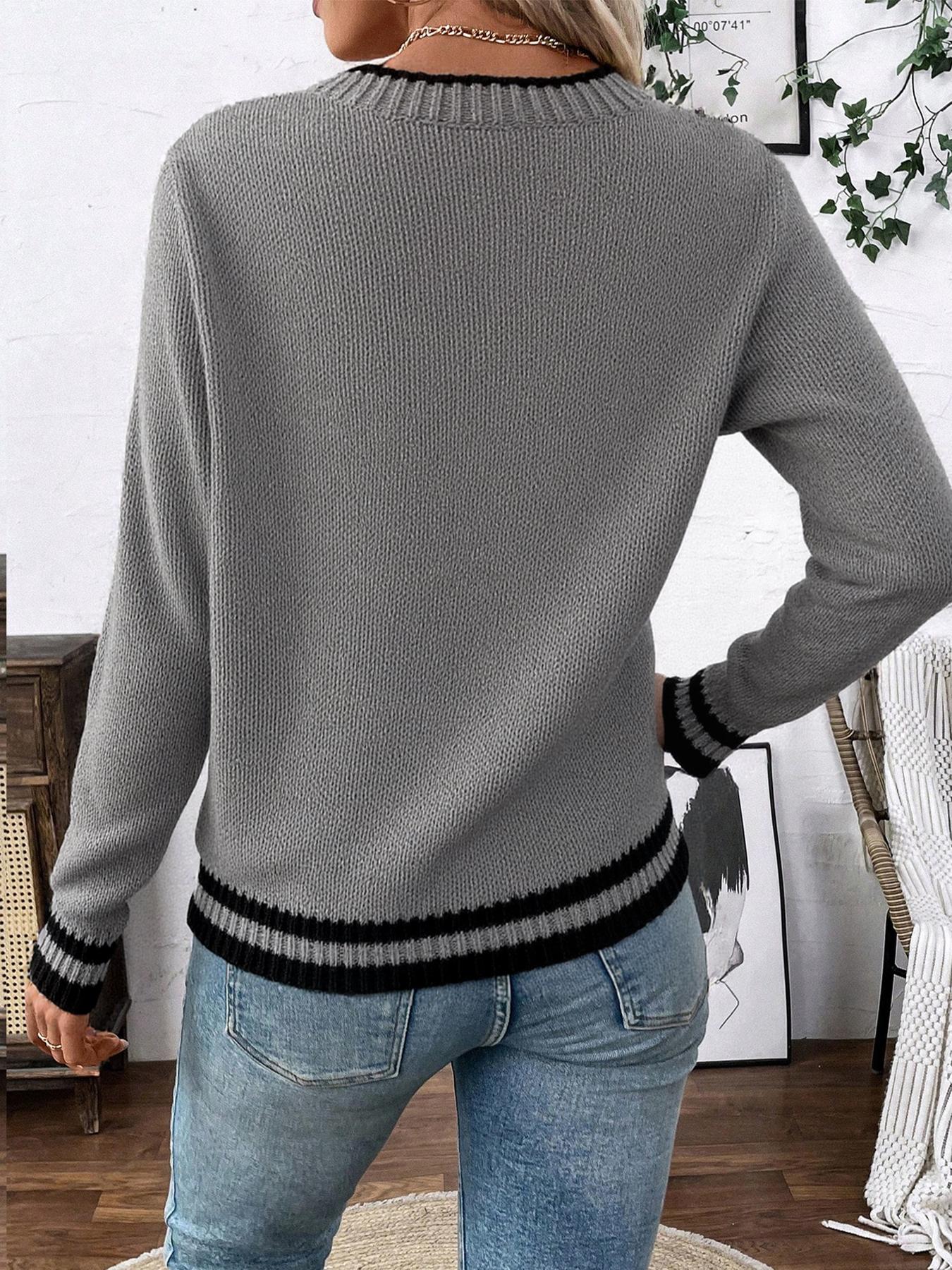 Women's Contrast Binding Button Front Cardigan - Casual Knitwear ...