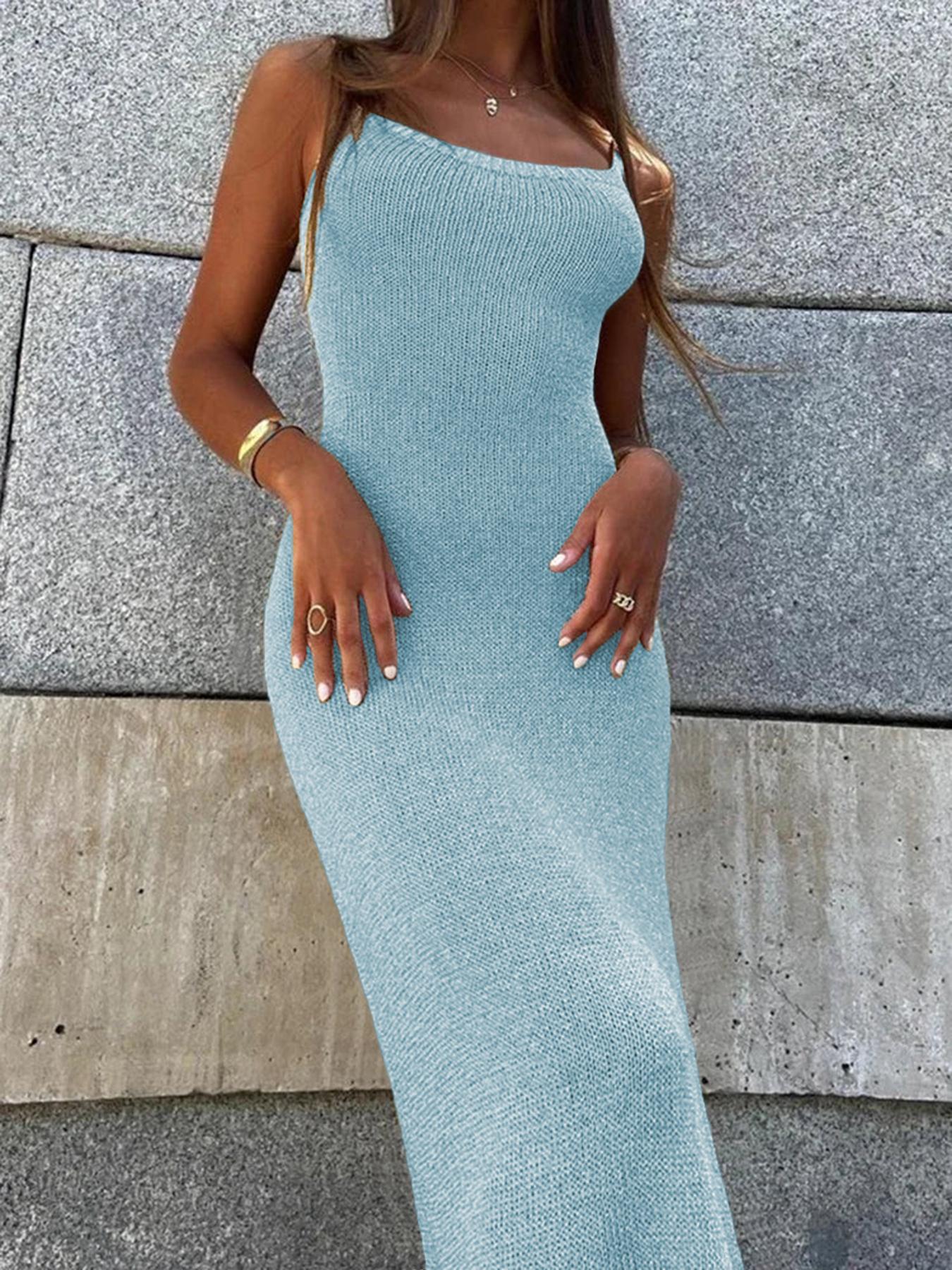 Bohemian Sleeveless High Slit Knitted Dress - Sexy Backless - TikTok Shop