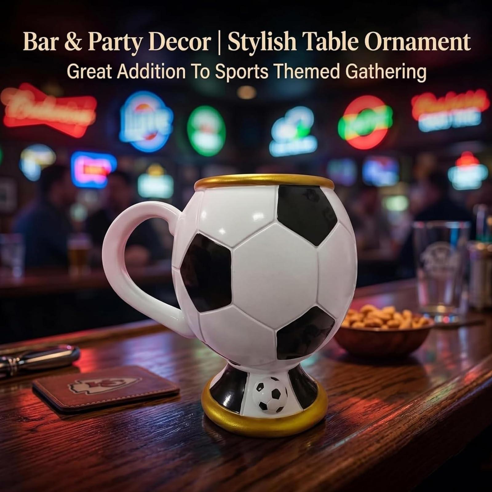 Soccer Mug with Handle, Creative Football Shaped Ceramic Coffee Cup ...