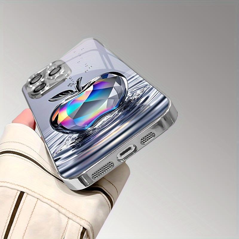 Luxurious Aurora Diamond Water Drop Apple Pattern Electroplated Phone ...