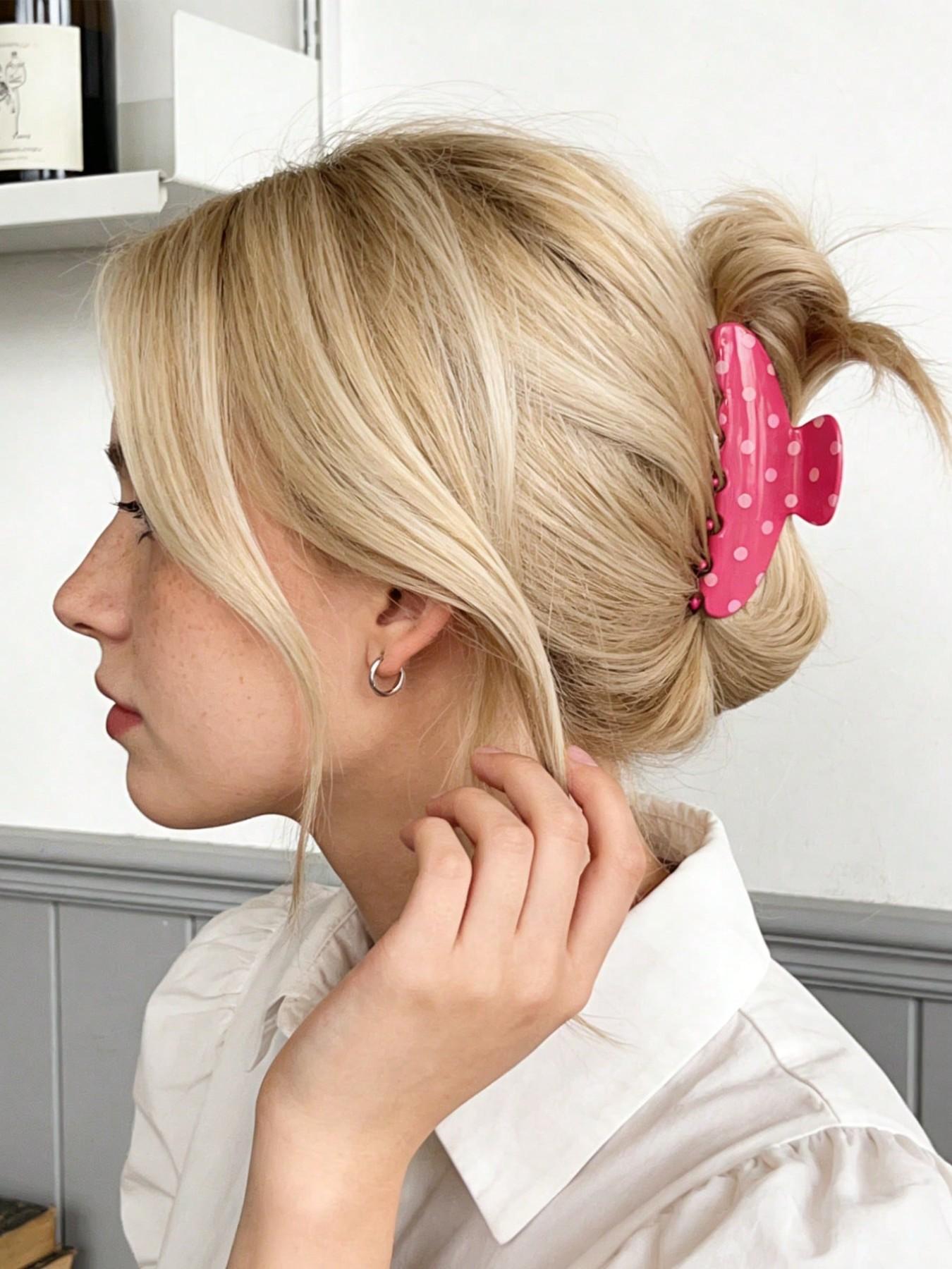 Vintage Polka Dot Large Hair Clip, Non-Slip Hair Accessory, Cute Polka ...