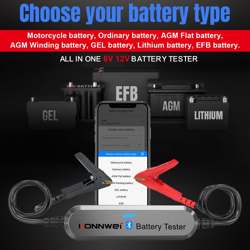 2026 NEW KONNWEI BK100 Bluetooth 5.0 Battery Tester for Car Motorcycle ...