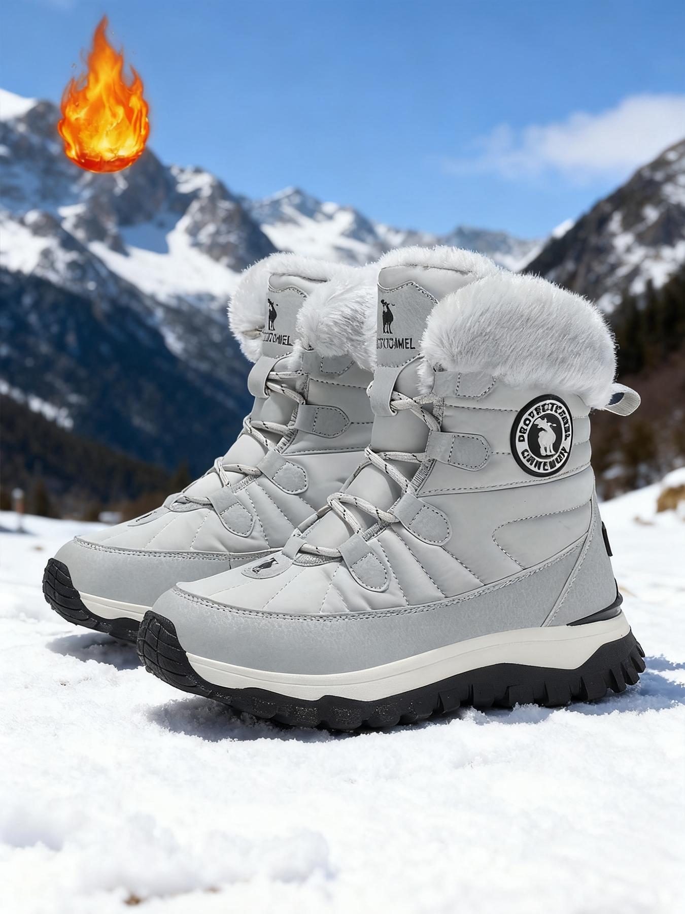 Fuzzy Collar Women's Light Gray Snow Boots - Warm & Cozy - TikTok Shop