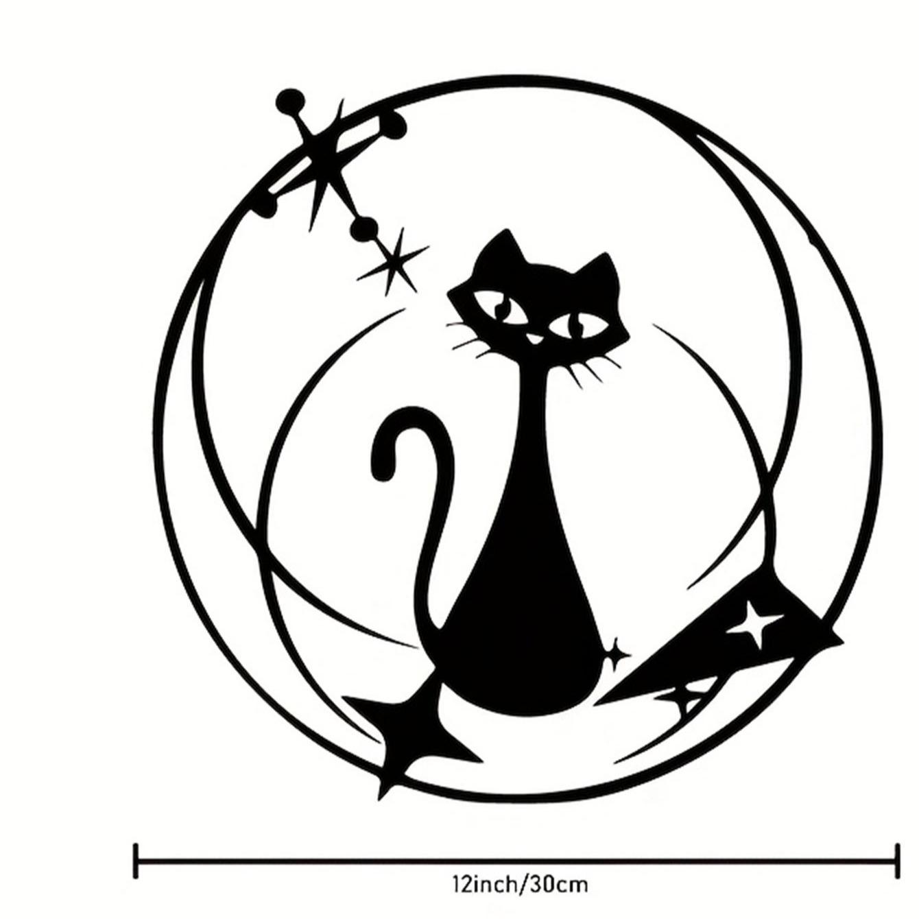 Starlight Cat Metal Wall Decor, Bohemian Cat Silhouette Wall Art ...