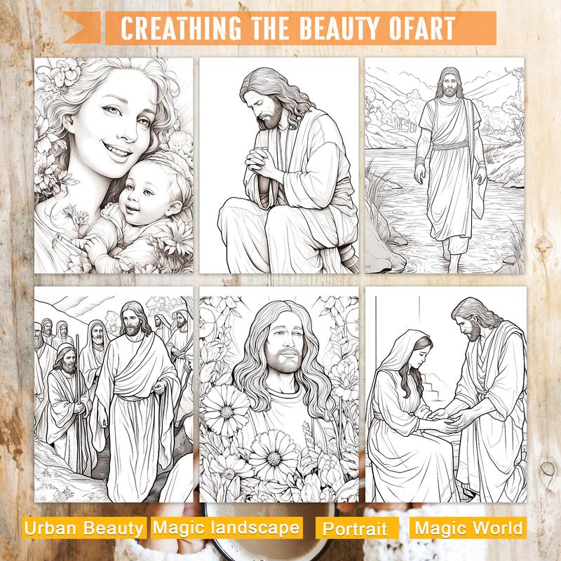 Jesus Faith Themed Adult Spiral devotional color Book, 24 A4 Pages ...