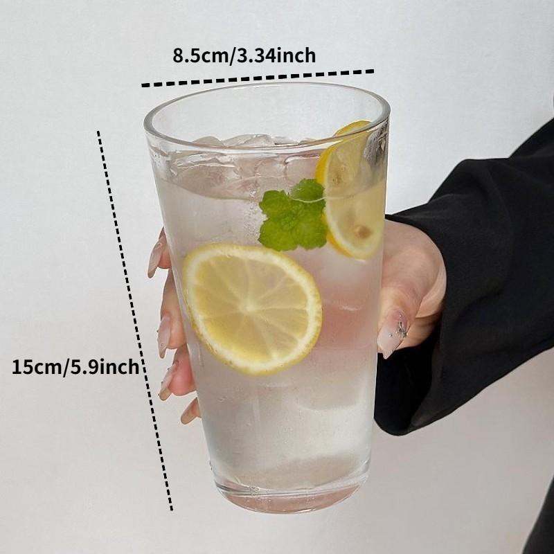 15oz Large Capacity Transparent Ice Coffee Cup with Lid and Glass Straw ...