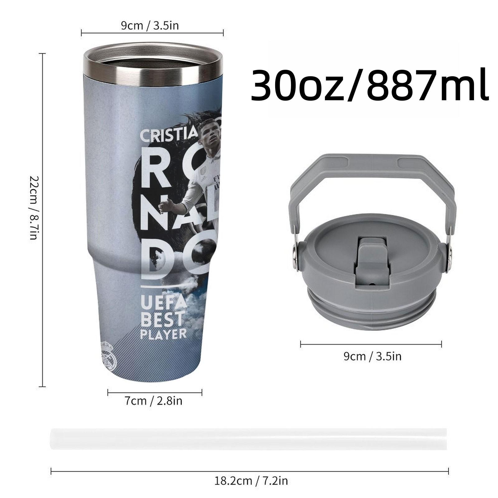 1pc CR7 Ronaldo 30oz Stainless Steel Tumbler with Handle & Straw ...