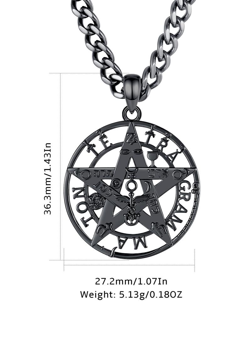 Tetragrammaton Pentagram Pendant Necklace, Black YHWH Amulet, Mystical ...
