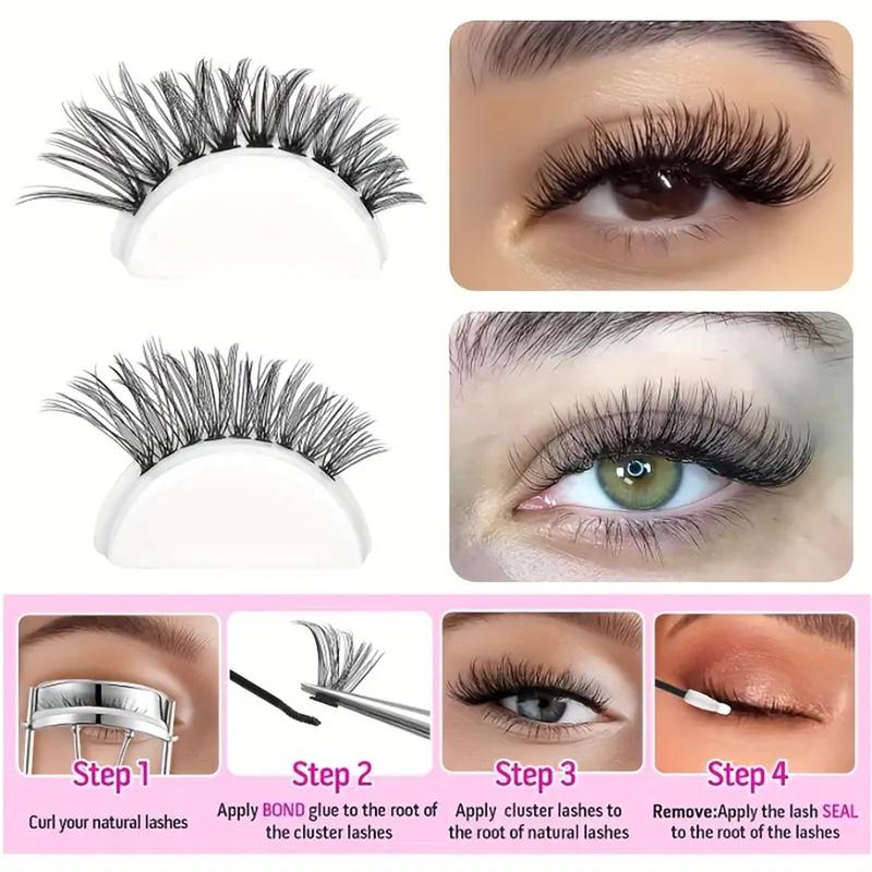 Natural False Eyelashes, 1 Set Individual False Eyelashes, Curly Faux ...