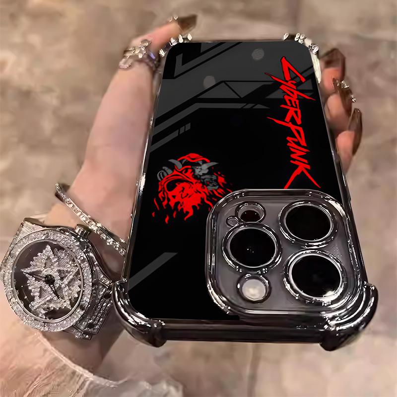 Cyberpunk Flame Logo Pattern Anti Drop Shell Suitable for iPhone 16/15 ...