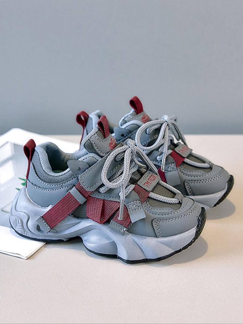 Unisex Kids Cool Dad Shoes Colorblock Velcro Laces Easy Wear Thick Sole ...