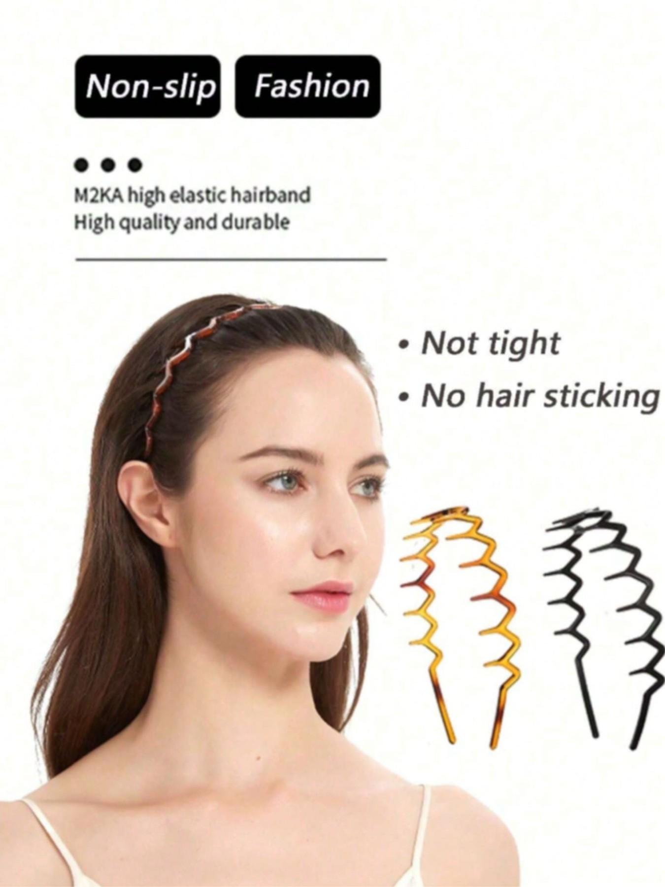 4pcs Wavy Serrated Headbands, Wide Leopard Print Minimalist Non-Slip ...