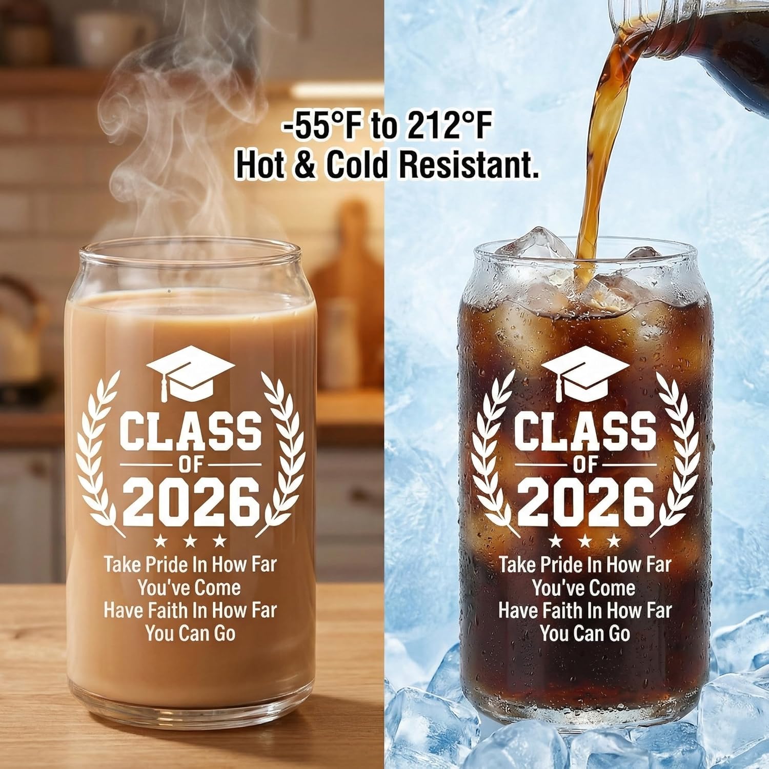 Class of 2026 Graduation Glass Cup with Lid & Straw "Take Pride in How ...