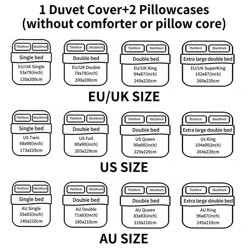3PCS Duvet Cover Set, 1 Duvet+2 Pillowcases(Without filler), Green ...