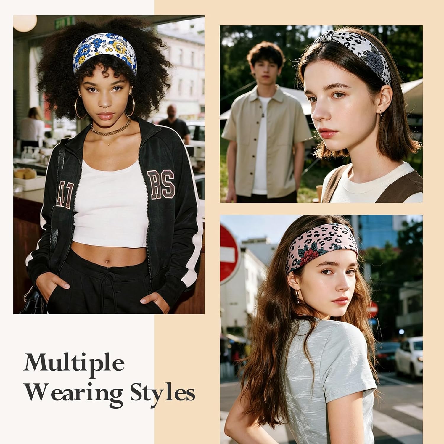 Boho Headbands for Women 6-Pack - Non-Slip Wide Bands, Thick Elastic ...