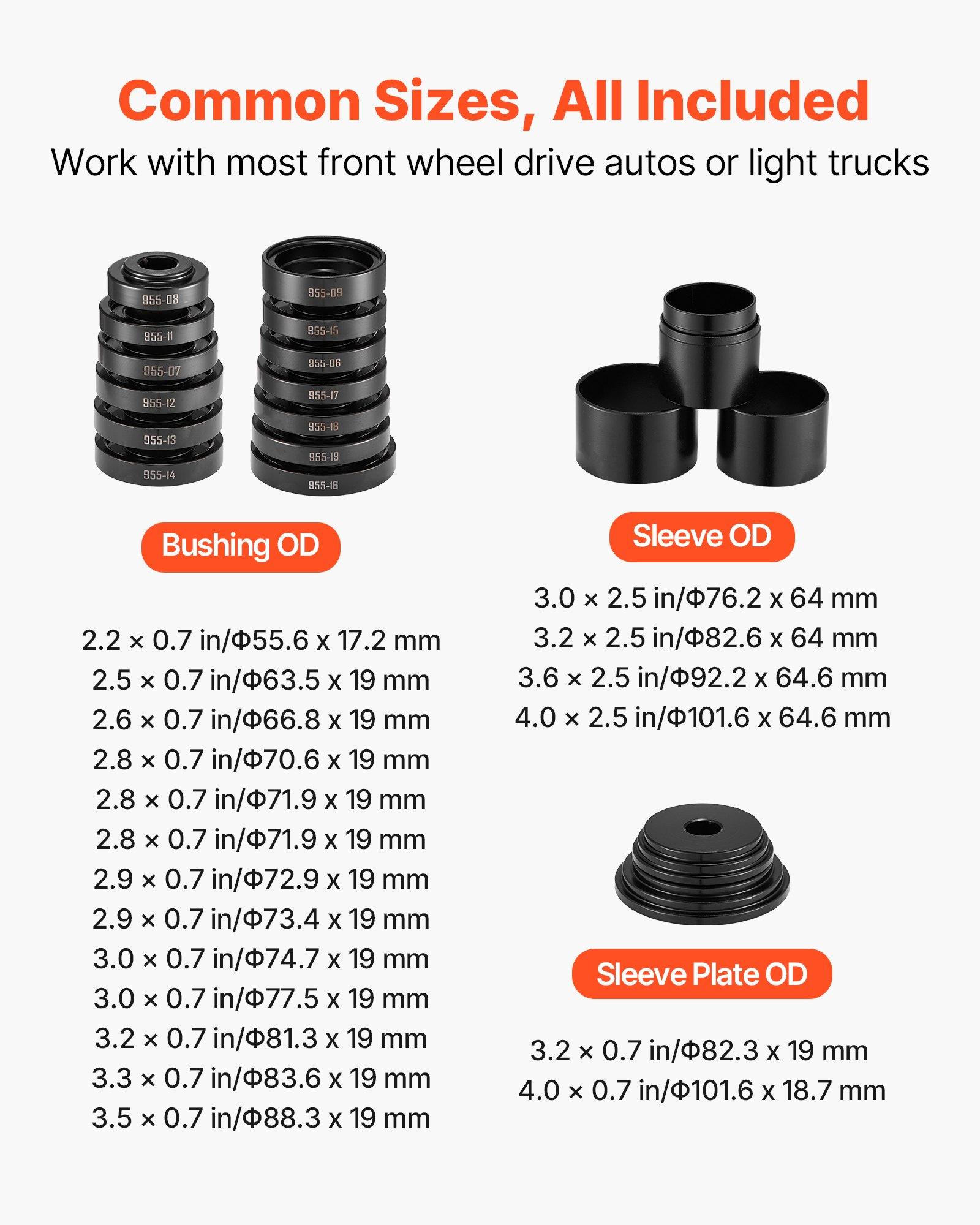 VEVOR Wheel Bearing Press Kit, 23 PCS FWD Bearing Puller Tools, for ...