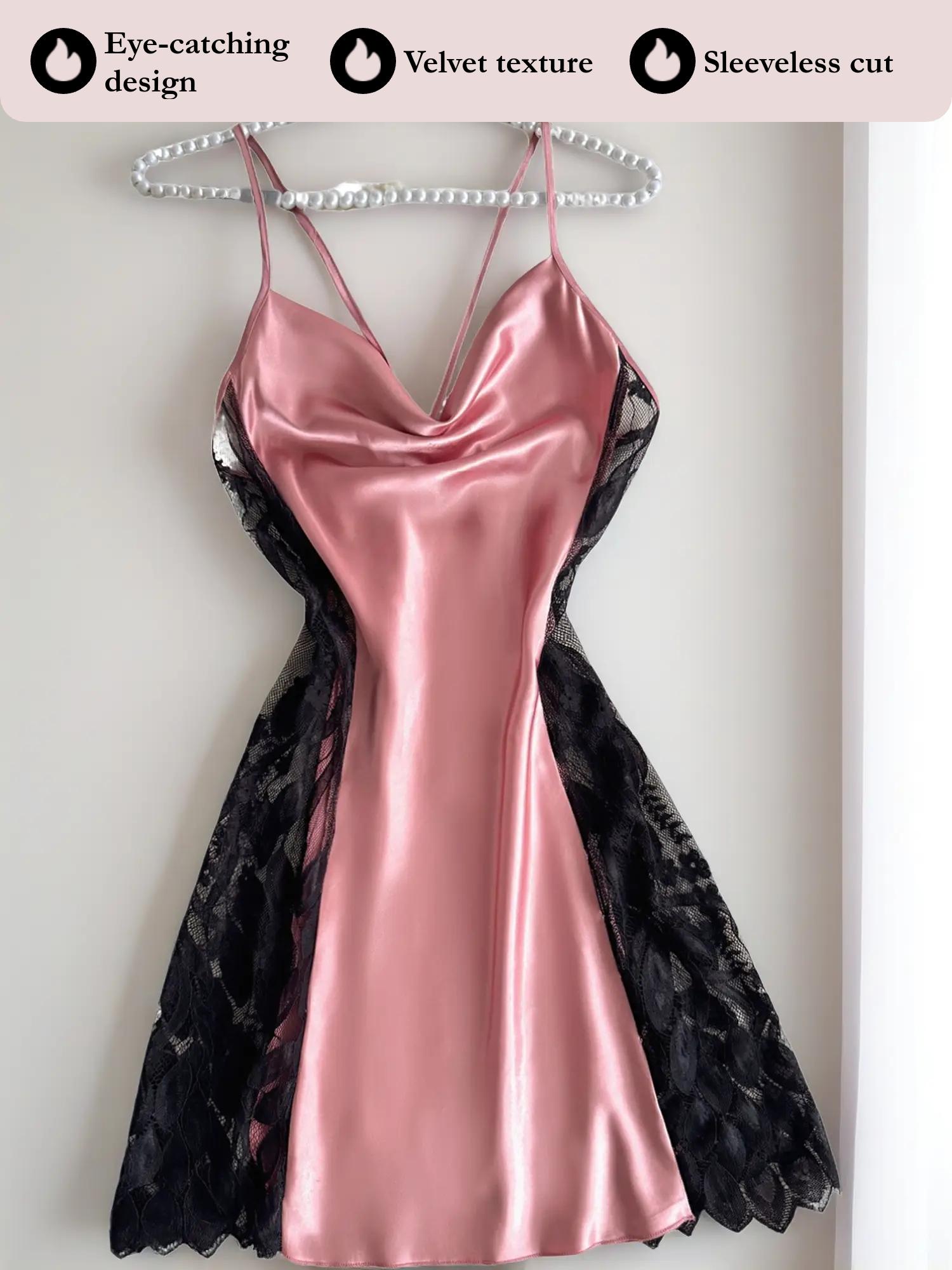 Elegant Ice Silk Summer Nightgown for Women, Loungewear Nightwear, V ...