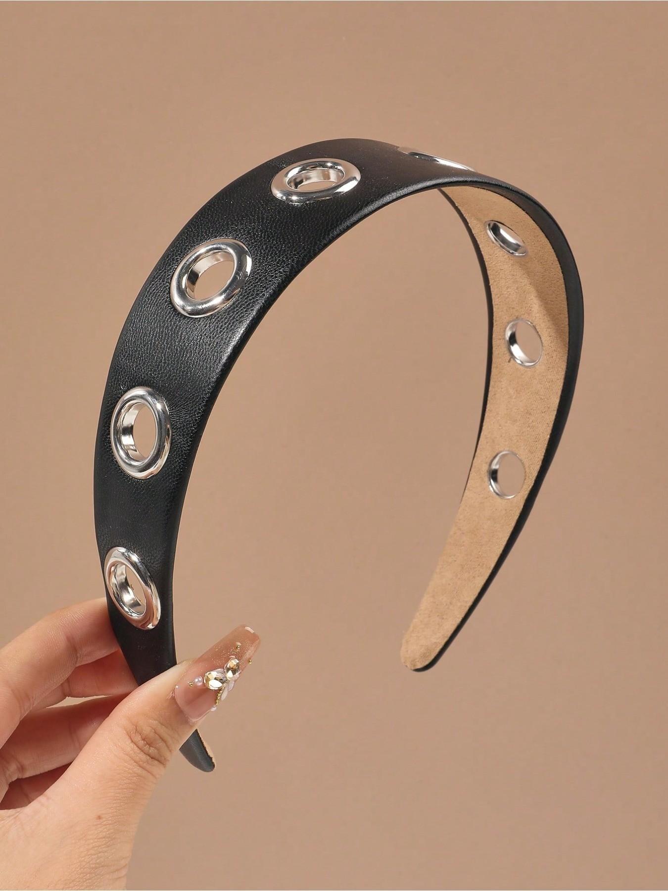 Punk Style Artificial Leather Metal Grommet Headband, Fashion Multi ...