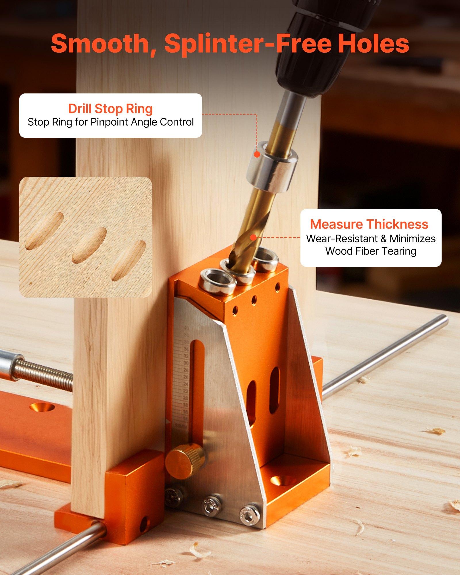 VEVOR Pocket Hole Jig Kit, 1/2 to 1-1/2 in Adjustable, Jig Pocket Hole ...