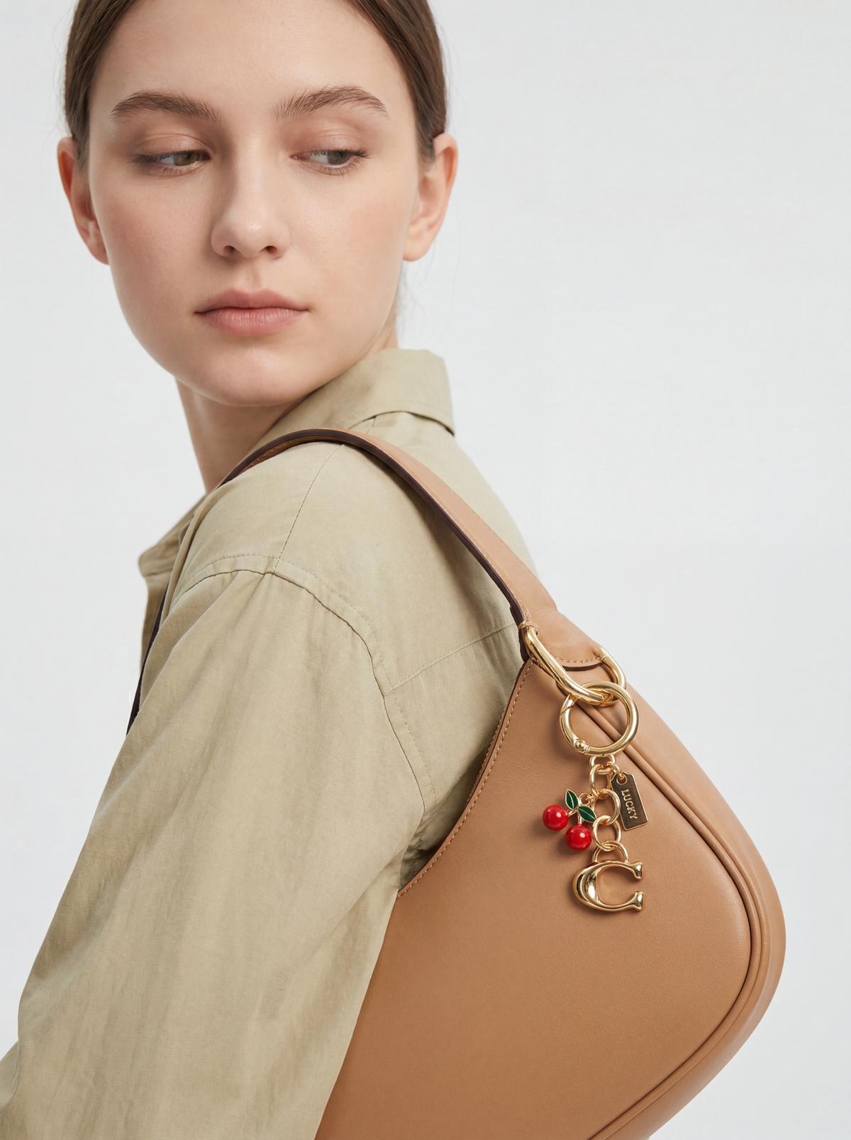 Cherry Keychain Bag Charm, Lucky Letter C Gold Plated Key Ring ...