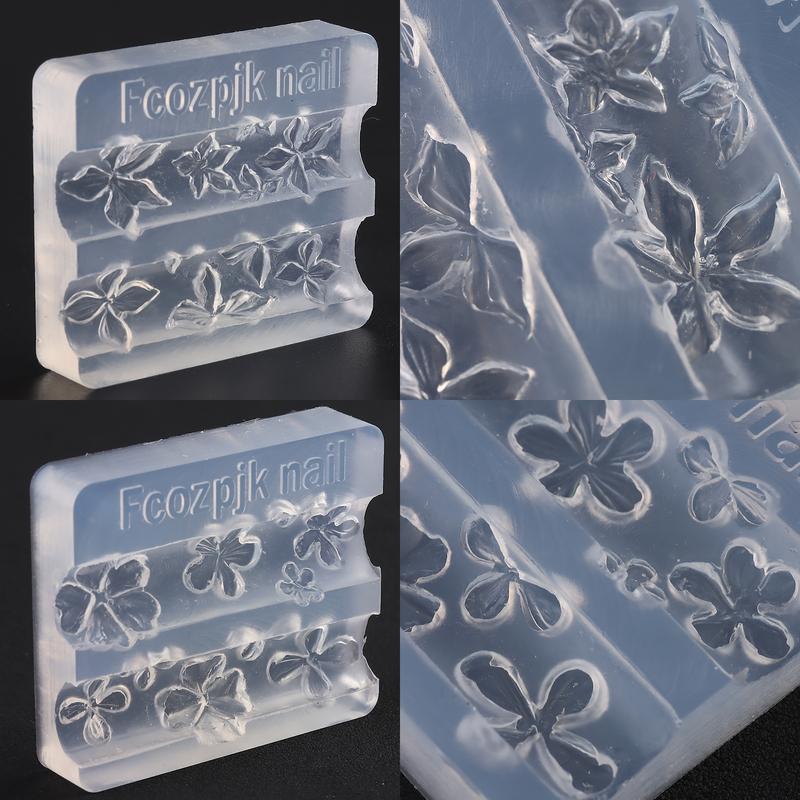 Fcozpjk Silicone Nail Art Molds, 2PCS 3D Flowers Nail Charm Molds with ...