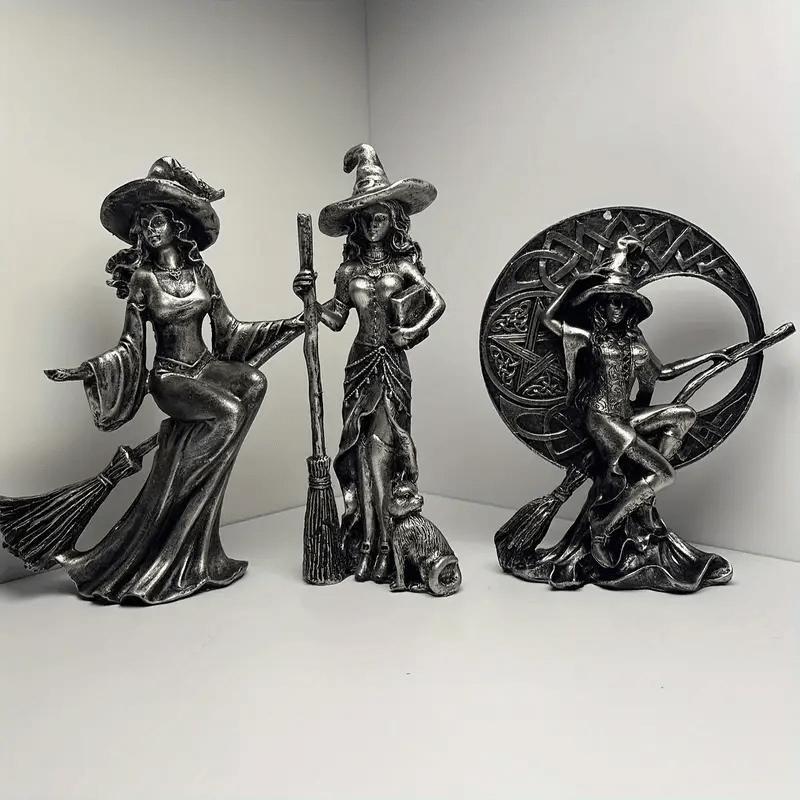 Creative Broom Moon Witch Resin Collectible Ornament, Vintage Home ...