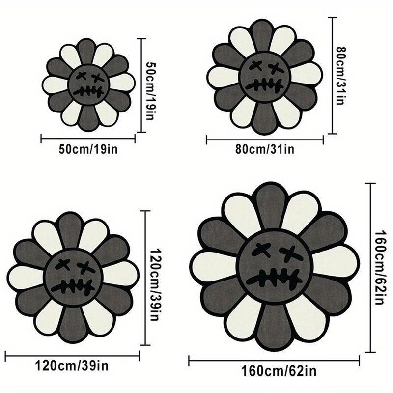 Creative Evil Flower Pattern Bedroom Rug, Floral Area Rug, Soft ...