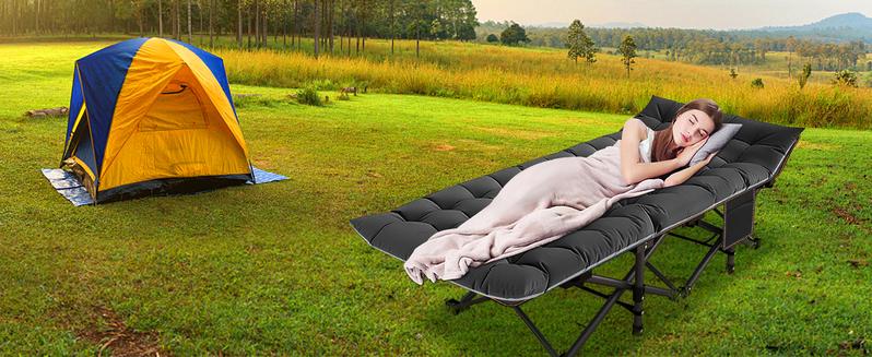 Lilypelle Cot XL Camping Cot with Thick Pad,Oversized Cots portable Bed ...