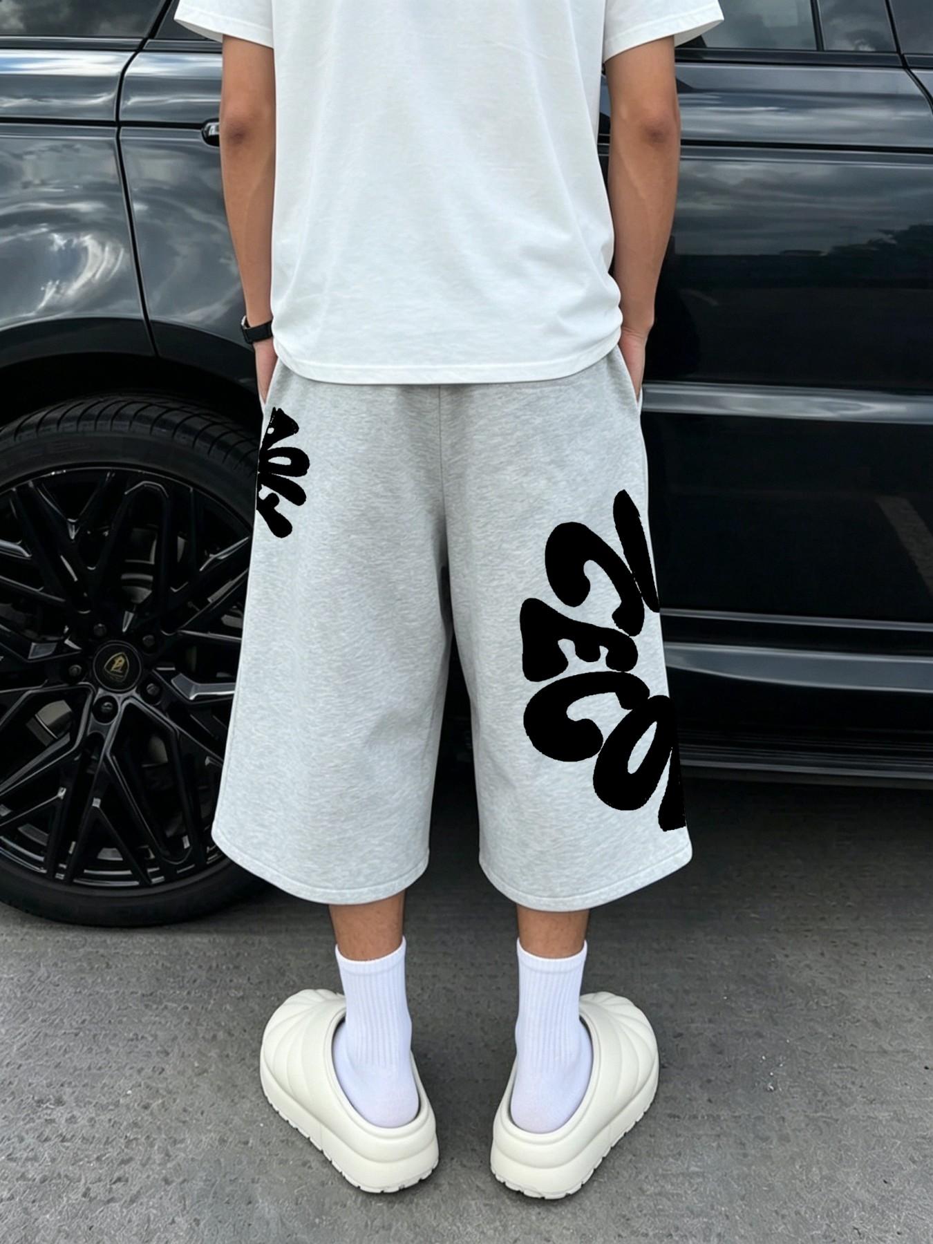 Men's Fashion Street Style Sweatpants, Loose-Fit Six-Quarter Length ...