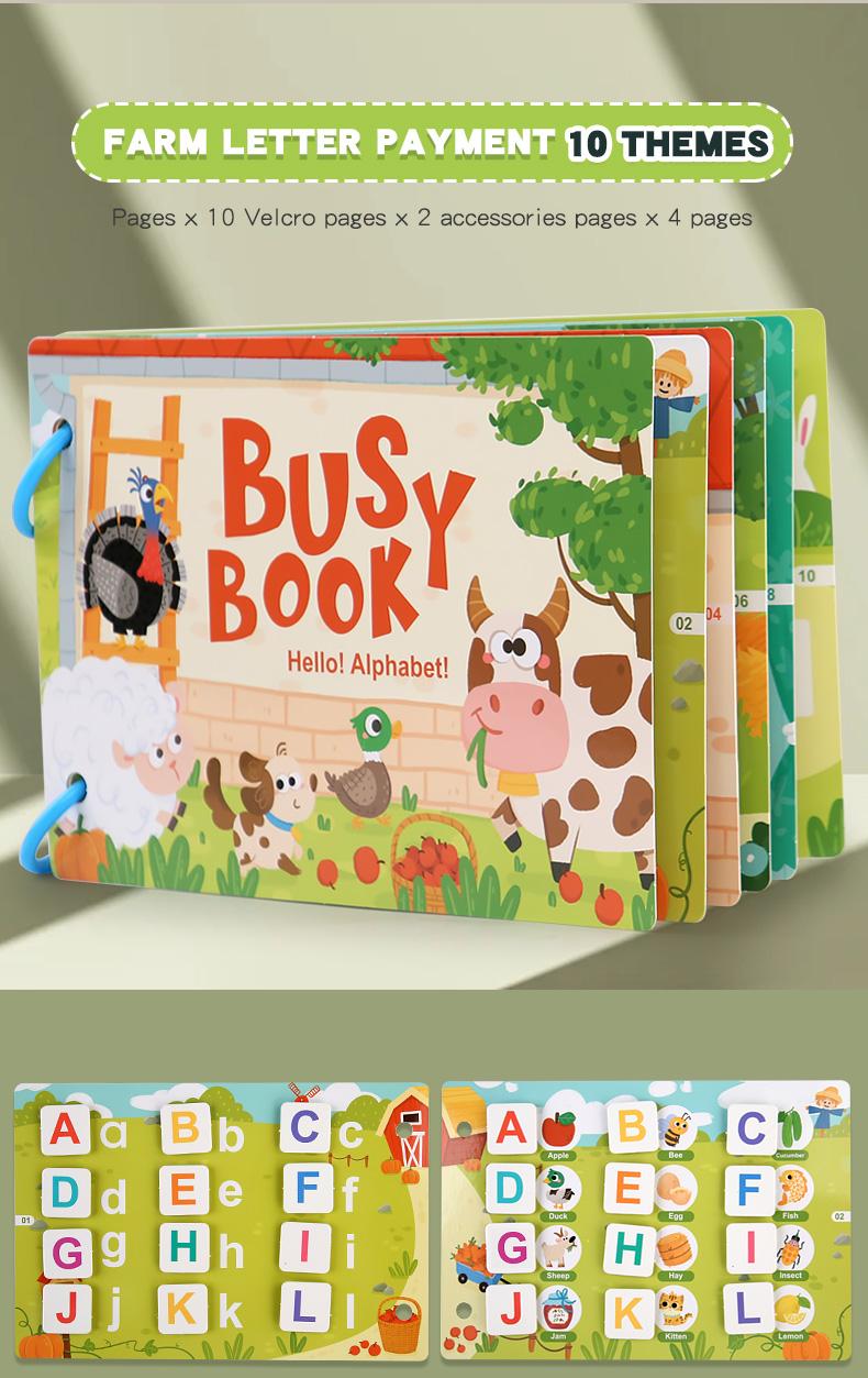 alphabet busy book, 1 counts educational sensory busy book, learning ...