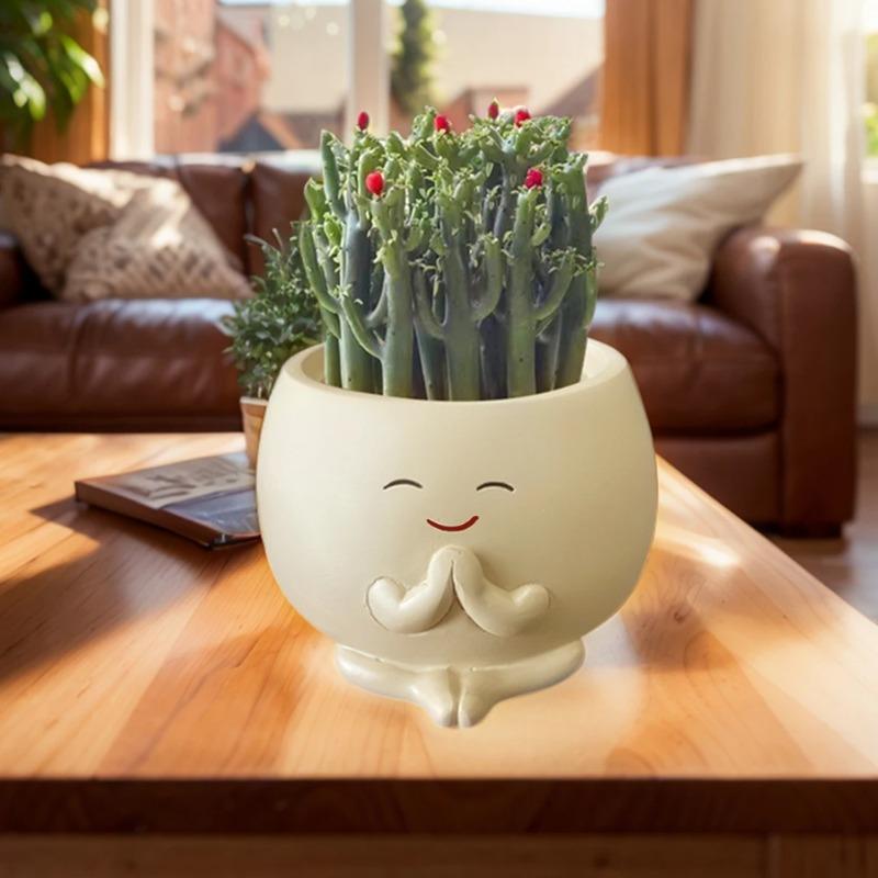 Smile Face Planter with Drainage Hole Smile Face Flower Container Cute ...