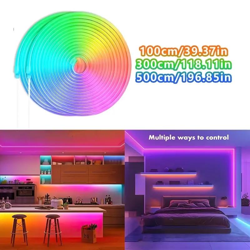 RGB Color Changing Neon Strip Light, 1 Count App Control USB Music Sync ...